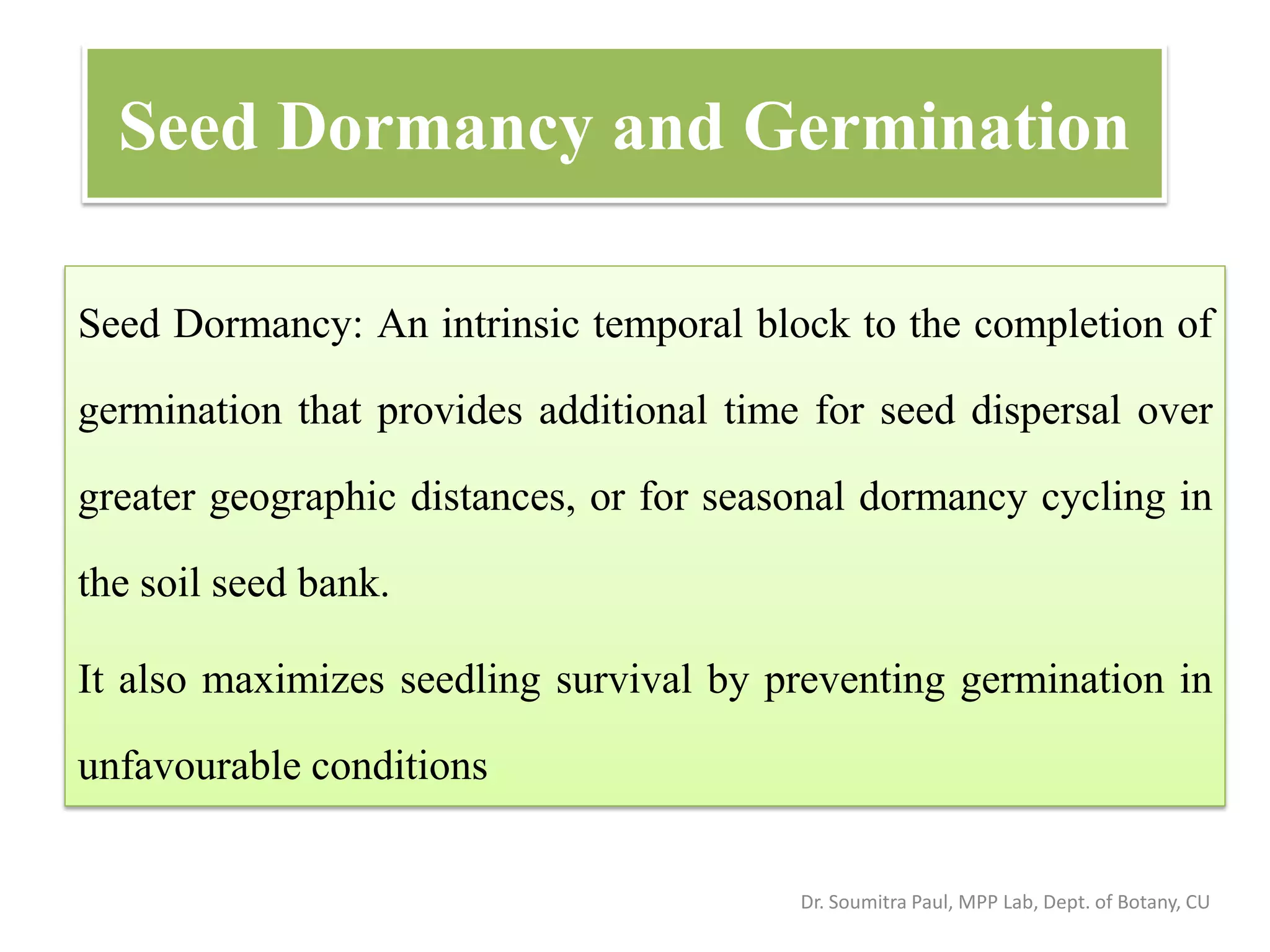 Seed dormancy and germination regulation | PDF