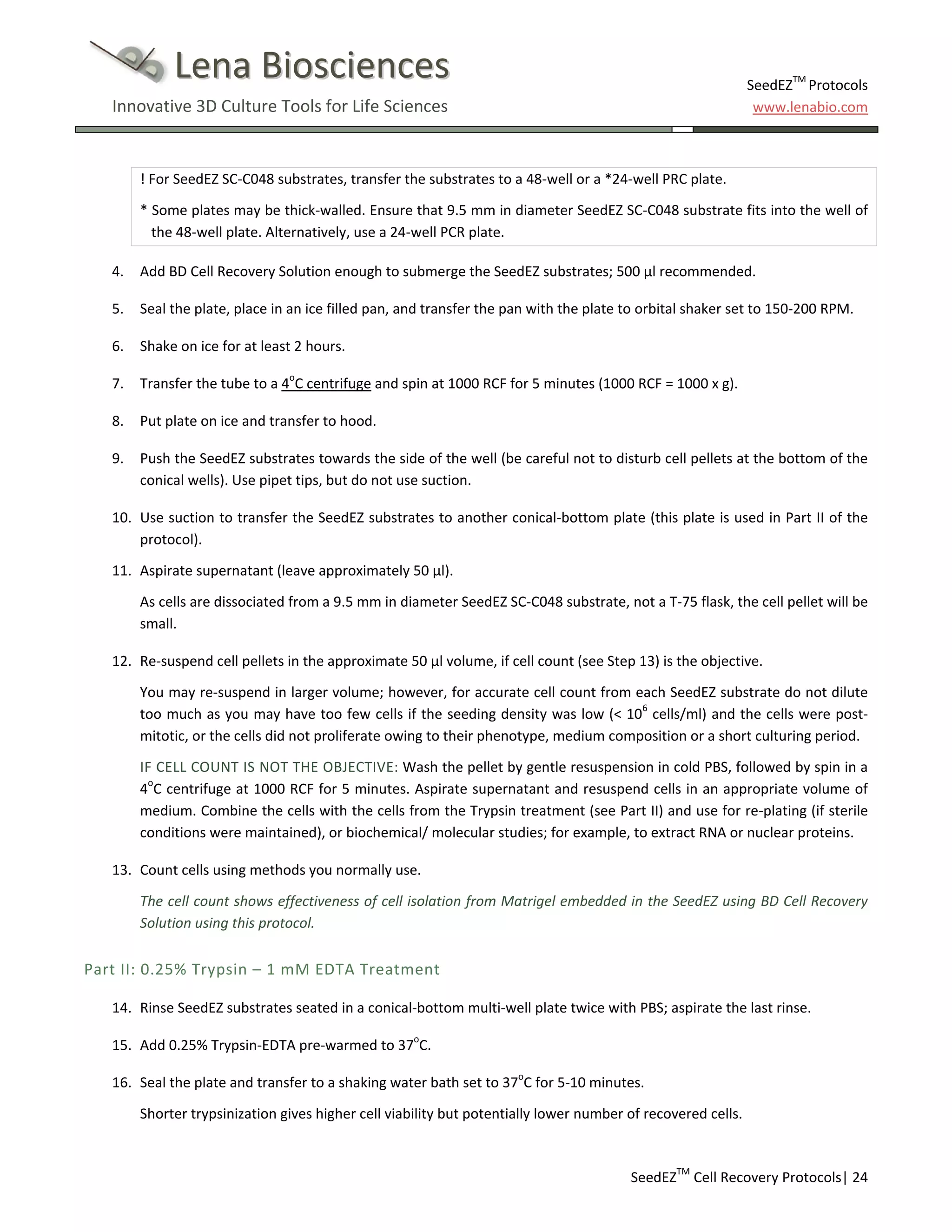 SeedEZ 3D culture methods and protocols - cell isolation techniques | PDF