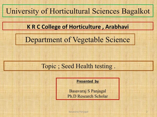Seed health testing | PDF