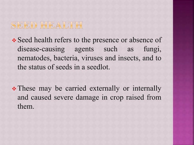 Seed health testing | PPTX