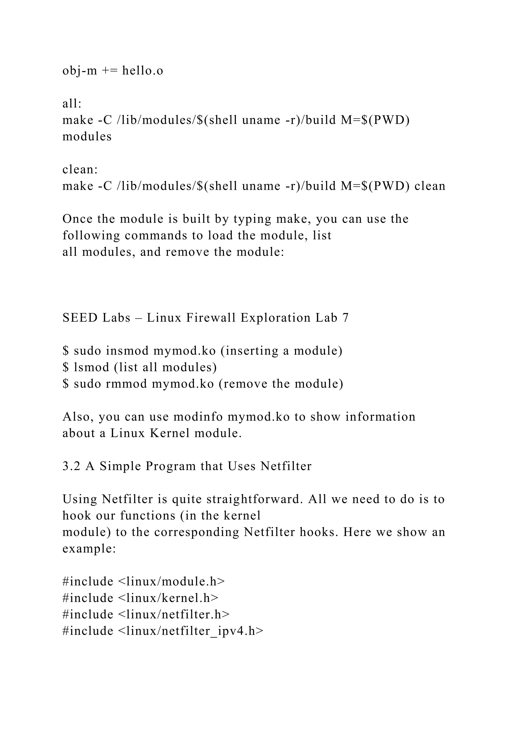 SEED Labs – Linux Firewall Exploration Lab 1Linux Firewall.docx