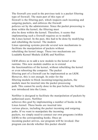 SEED Labs – Linux Firewall Exploration Lab 1Linux Firewall.docx | Operating Systems | Computer ...