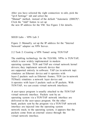 SEED Labs – VPN Lab 1Virtual Private Network (VPN) Lab | DOCX