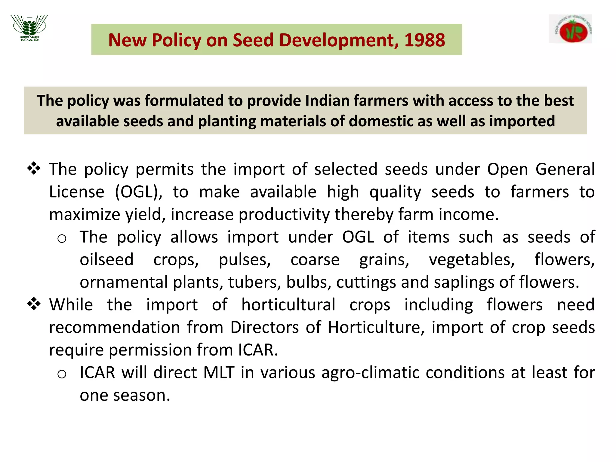 Seed legislation system in india nsrtc 10.2.2020