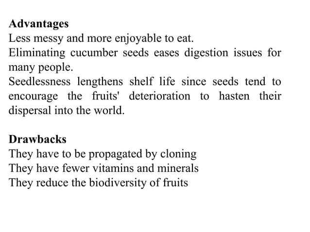 Seedless in fruit crops: Parthenocarpic fruits | PPTX | Infertility ...