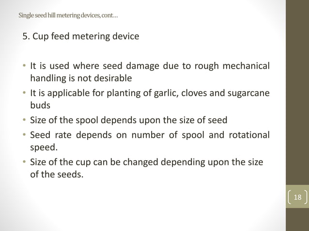 Seed metering devices | PPTX | Agriculture | Industries
