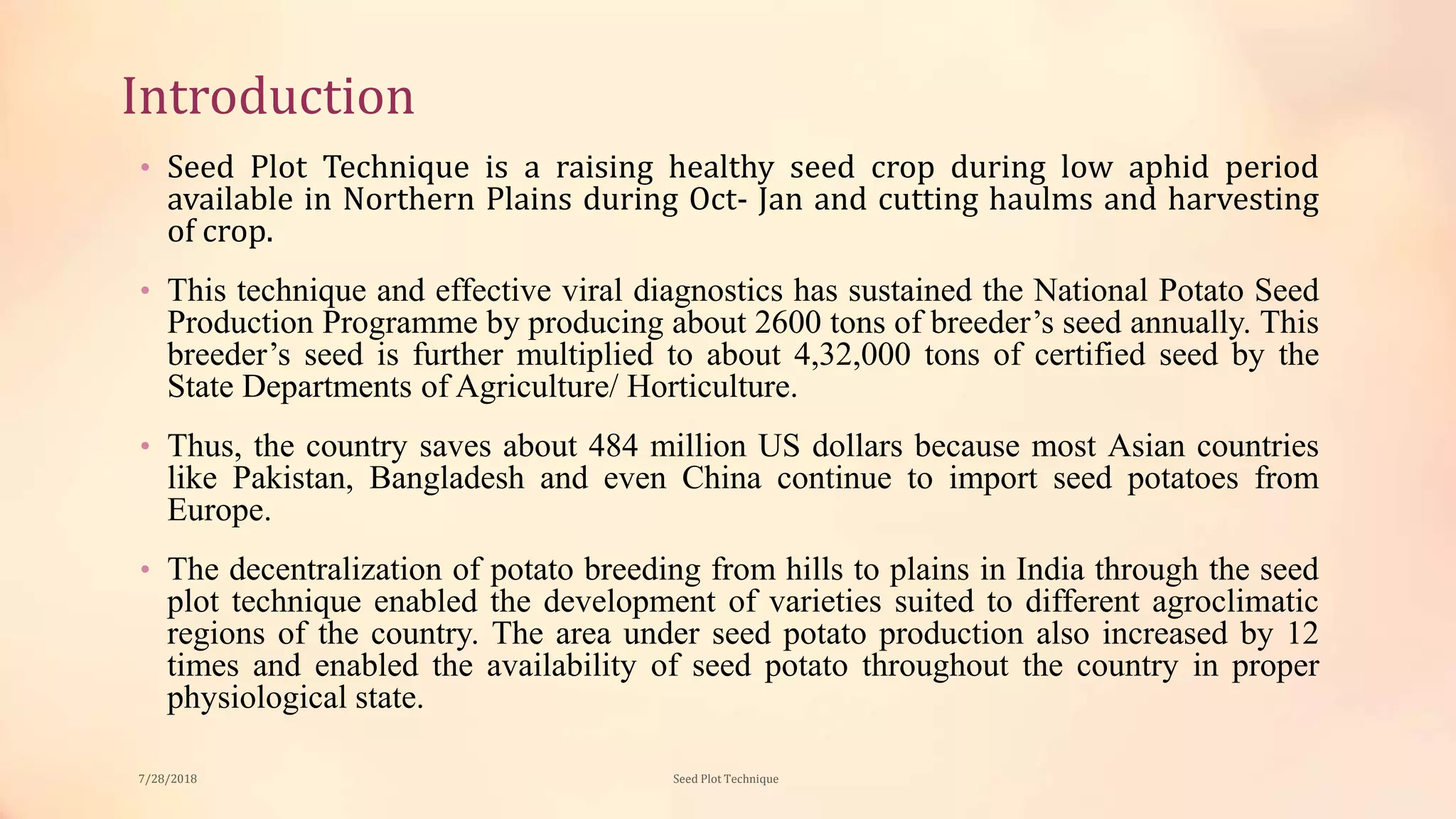 Seed plot technique in Potato | PPTX