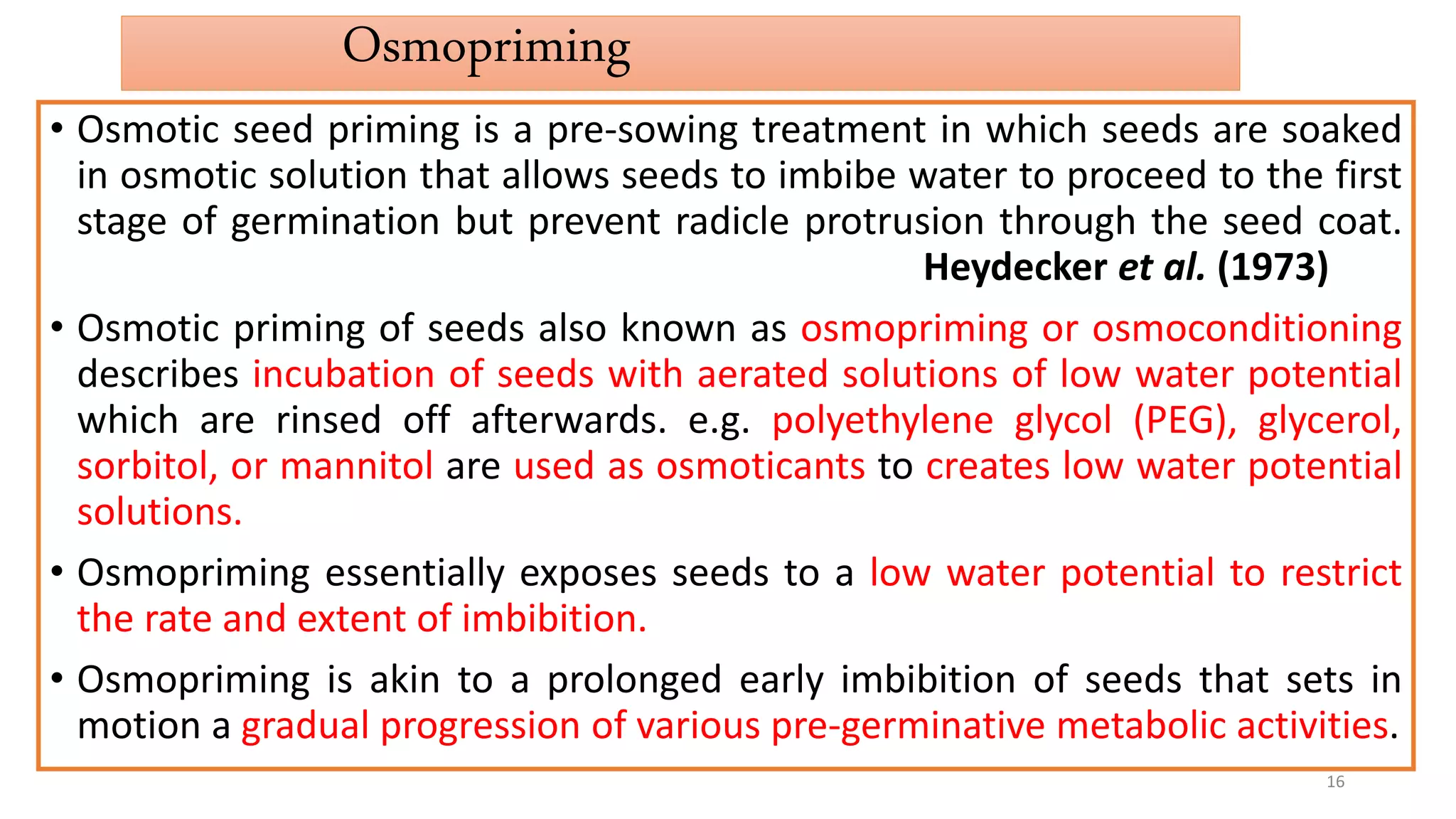 Seed priming:- A TOOL FOR QUALITY SEED PRODUCTION | PPTX