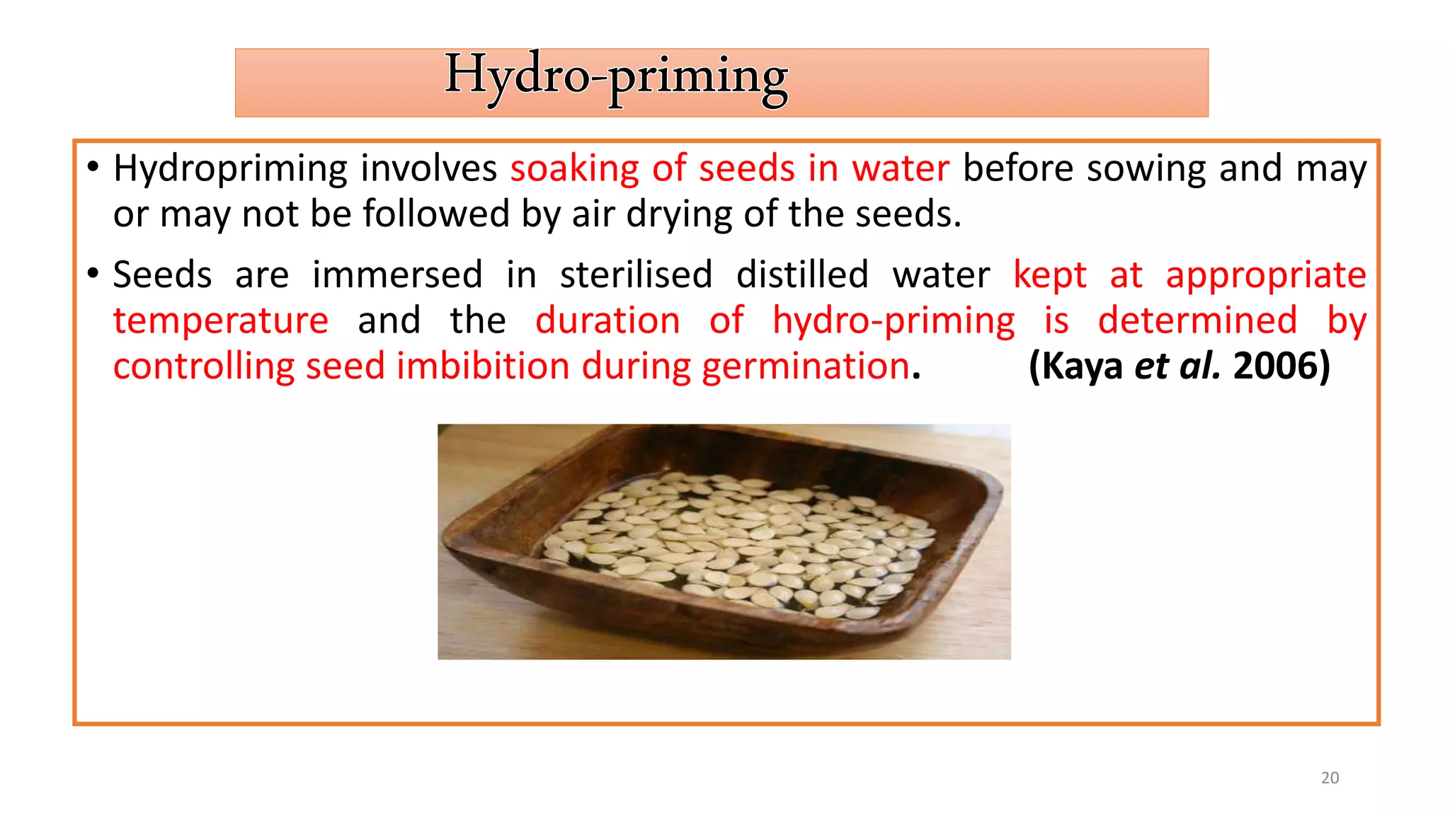 Seed priming:- A TOOL FOR QUALITY SEED PRODUCTION | PPTX