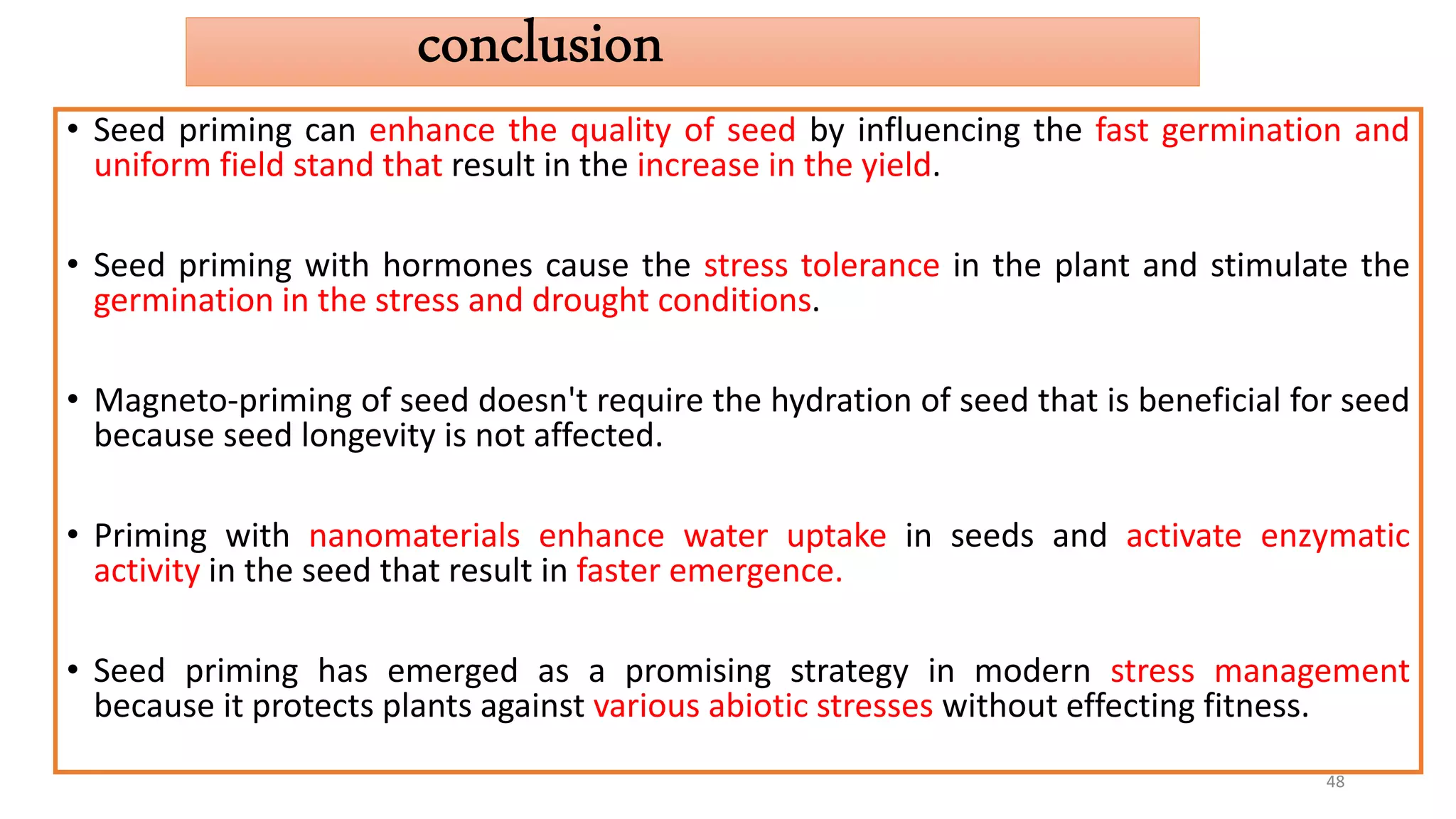 Seed priming:- A TOOL FOR QUALITY SEED PRODUCTION | PPTX