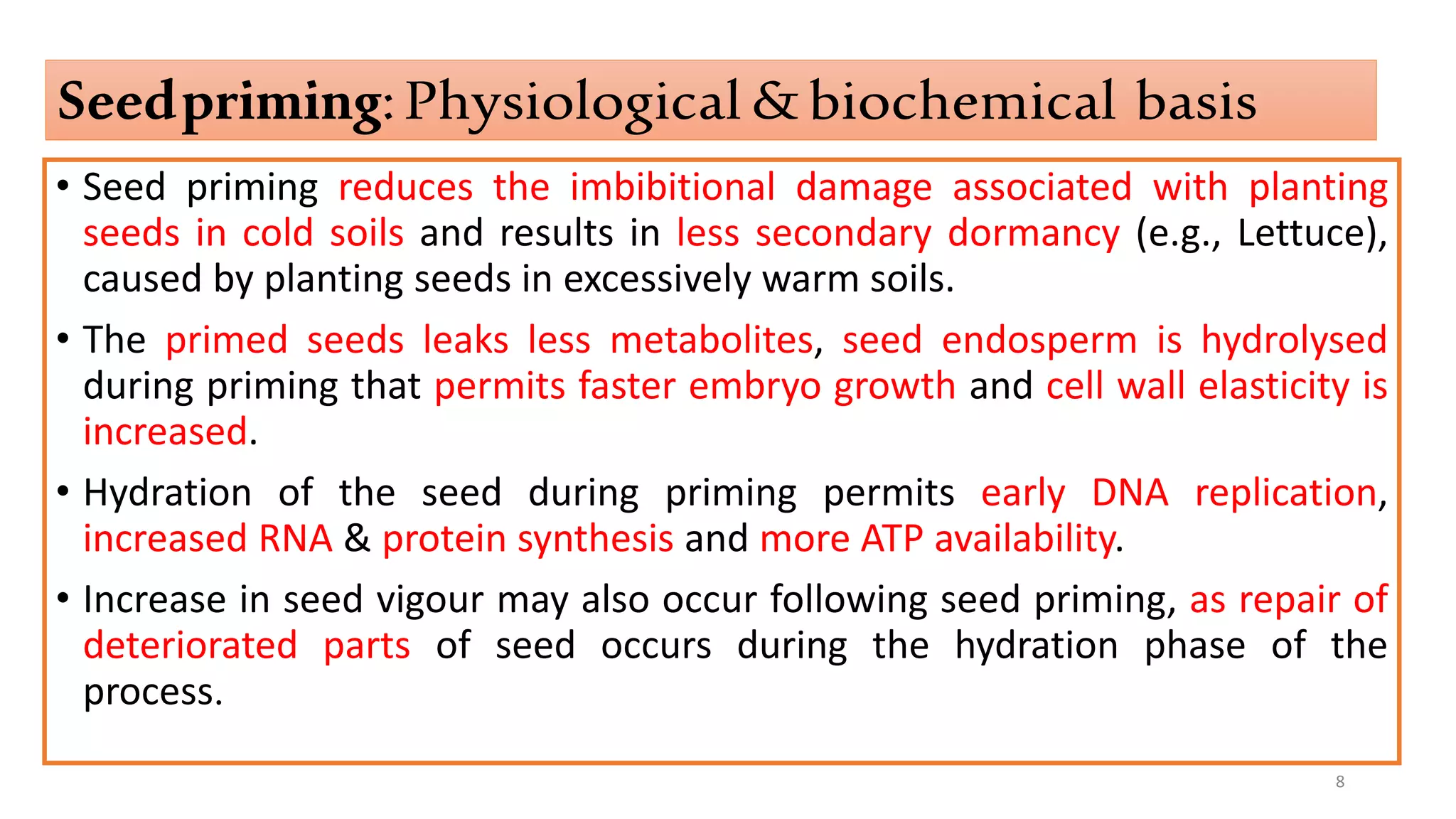 Seed priming:- A TOOL FOR QUALITY SEED PRODUCTION | PPTX