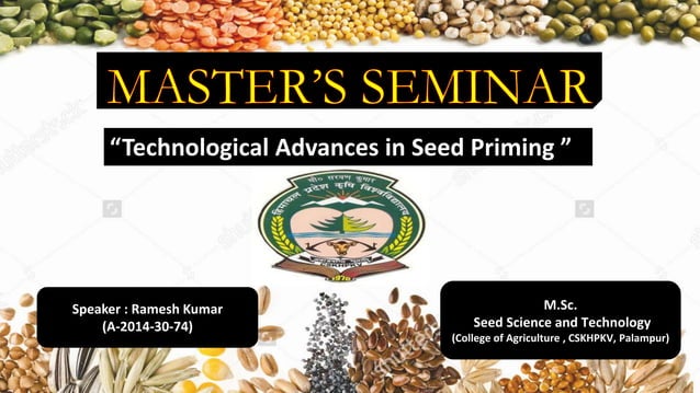 Seed priming:- A TOOL FOR QUALITY SEED PRODUCTION | PPTX