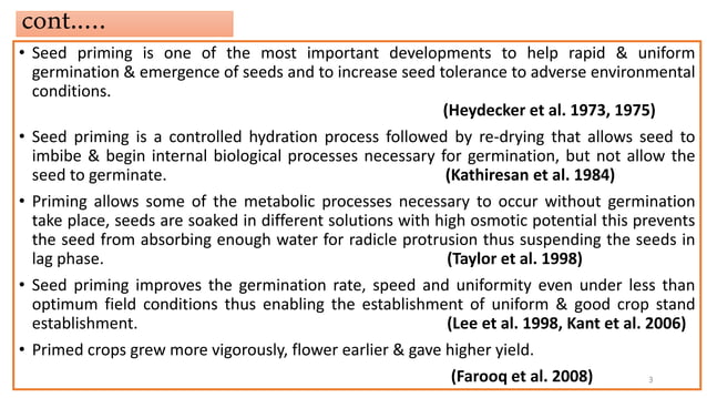 Seed priming:- A TOOL FOR QUALITY SEED PRODUCTION | PPTX