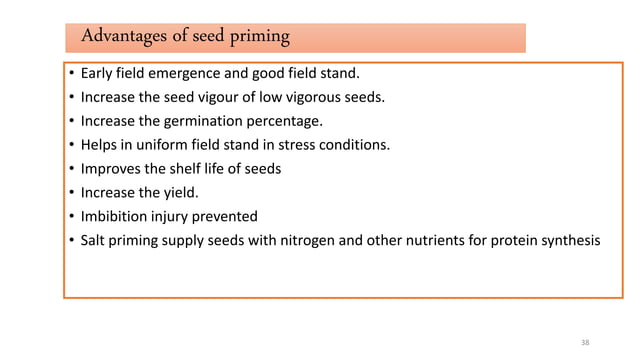 Seed priming:- A TOOL FOR QUALITY SEED PRODUCTION | PPTX