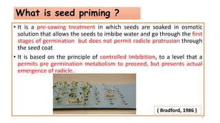Seed priming:- A TOOL FOR QUALITY SEED PRODUCTION | PPTX