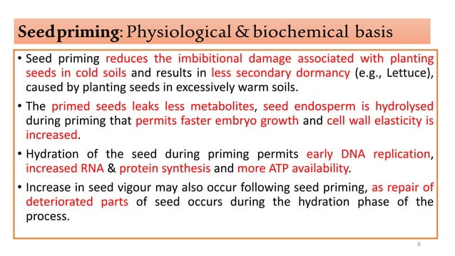 Seed priming:- A TOOL FOR QUALITY SEED PRODUCTION | PPTX