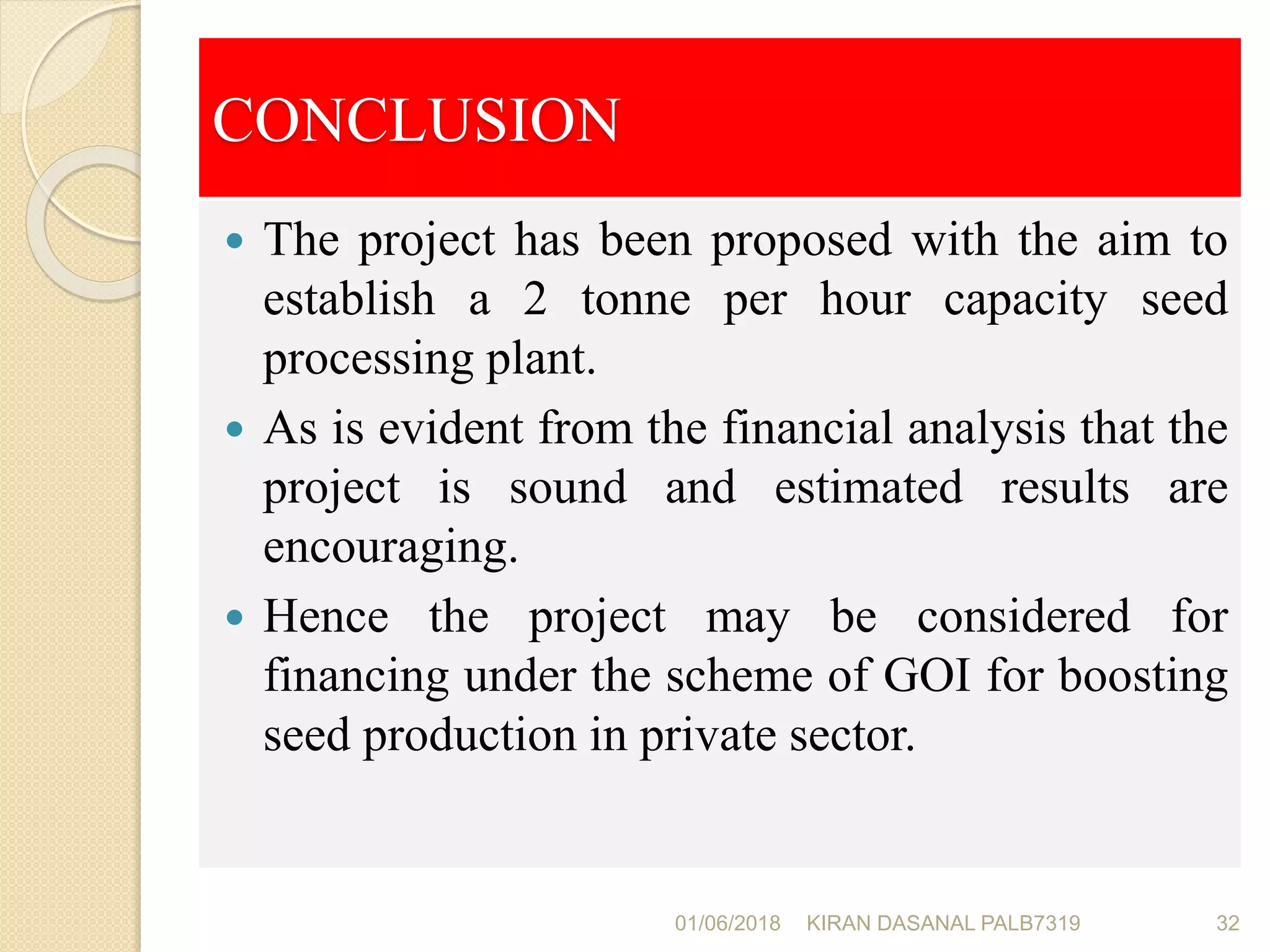 Plant design and building layout of seed processing unit | PPTX