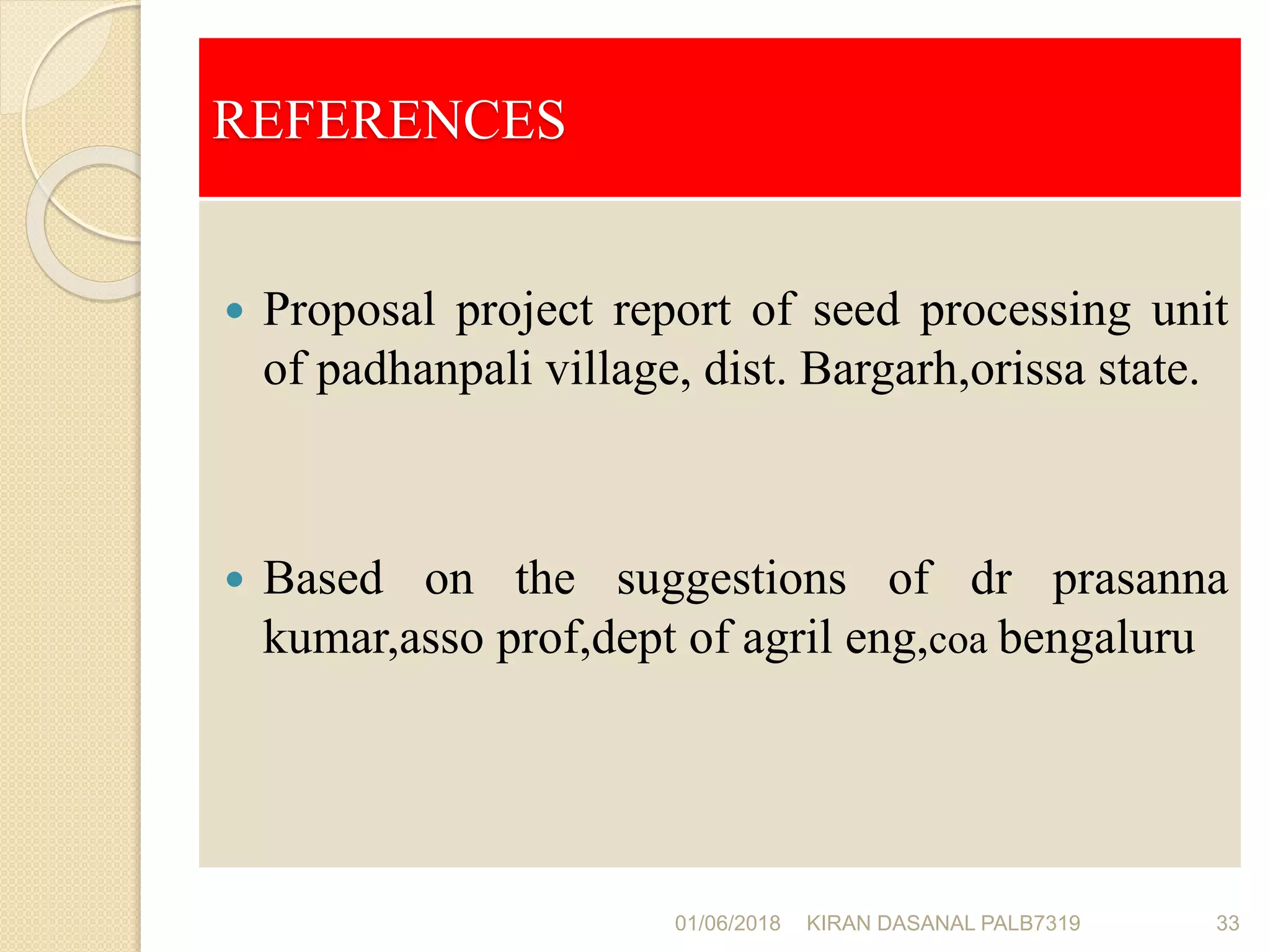 Plant design and building layout of seed processing unit | PPTX
