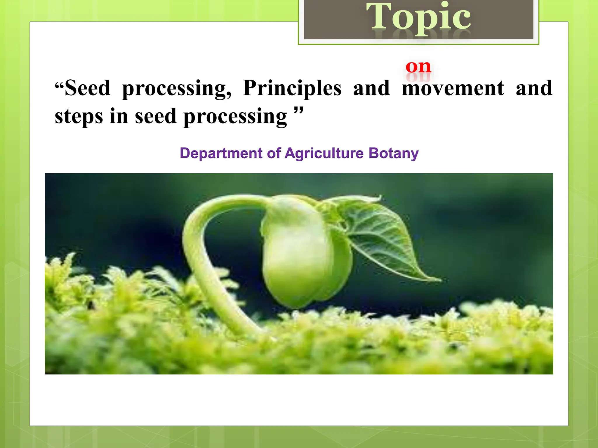 Seed processing, Principles and movement and steps in seed processing - Copy.pptx