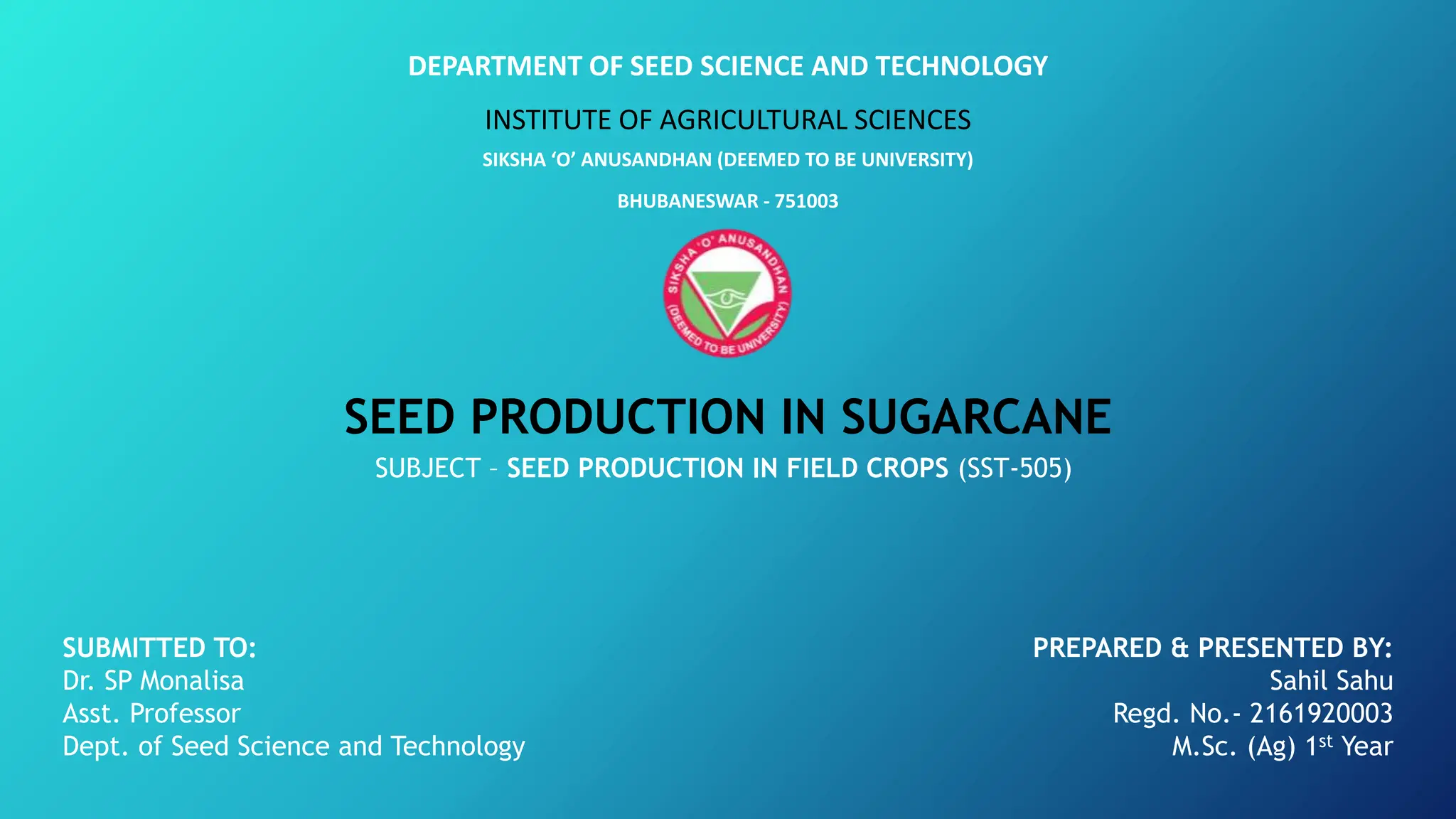 SEED PRODUCTION TECHNIQUES IN SUGARCANE. | PPTX