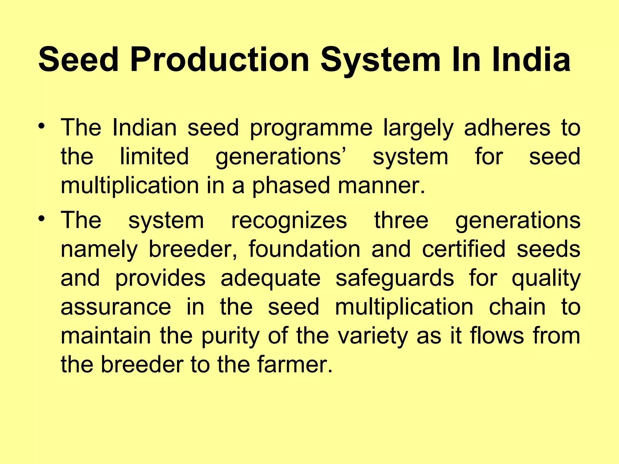 Seed production system in india | PPT
