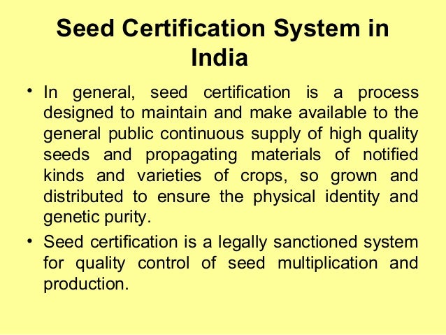 Seed production system in india Seed production system in india
