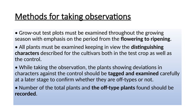 Grow Out Test (Seed Quality and Testing ) | PPTX
