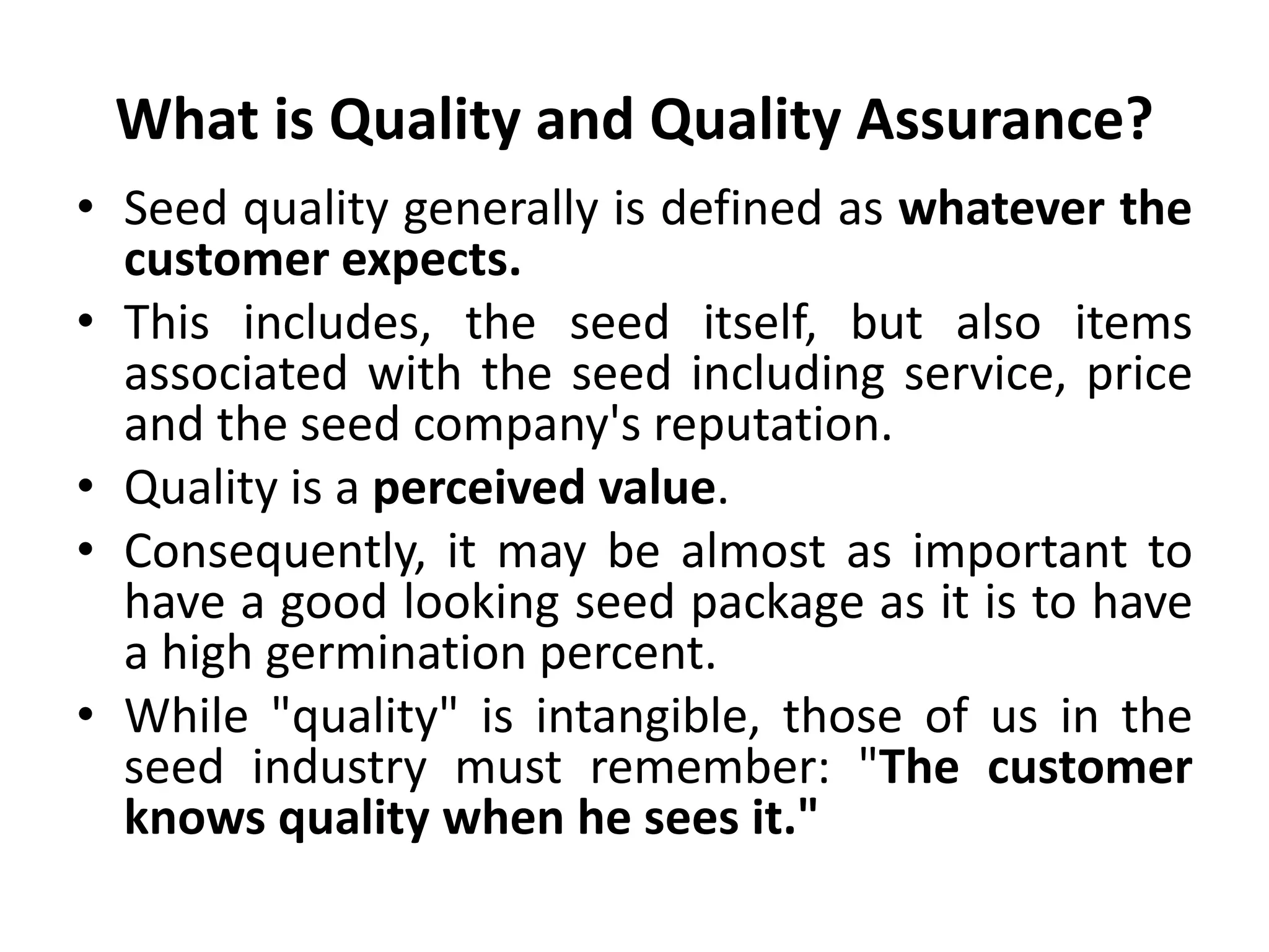 Seed quality assurance and control | PPTX