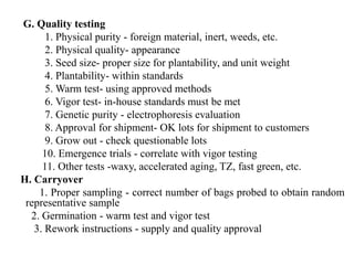 Seed quality assurance and control | PPTX
