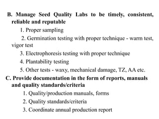 Seed quality assurance and control | PPTX
