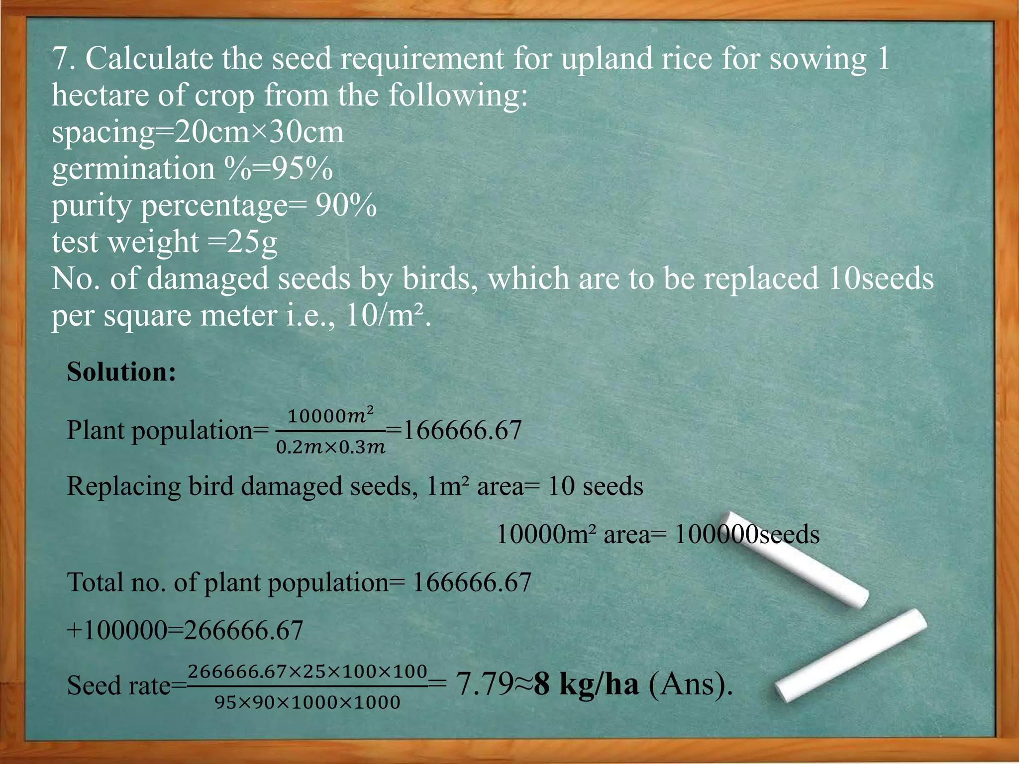 Seed rate calculation | PDF