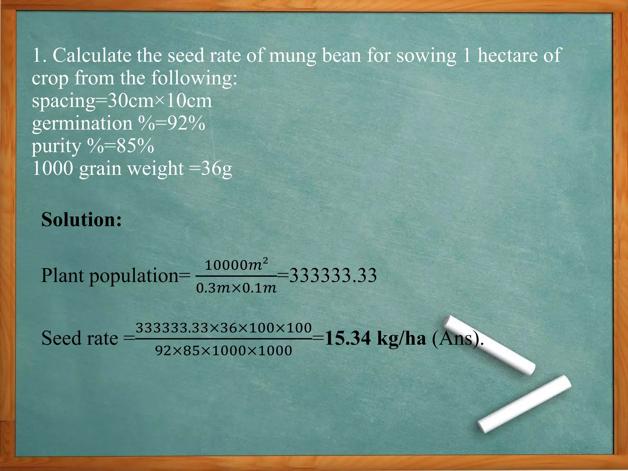 Seed rate calculation | PDF