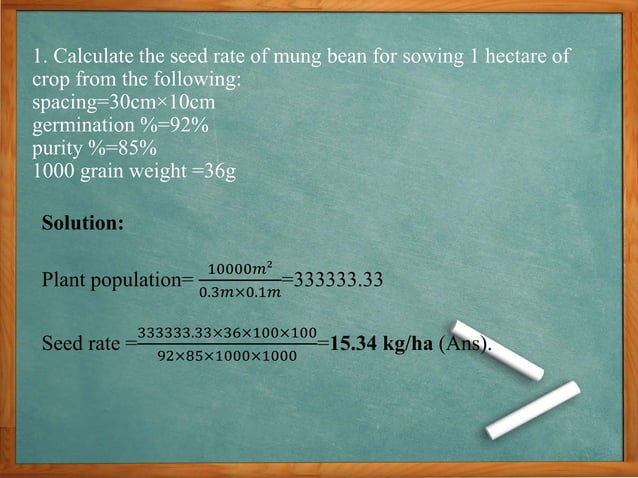 Seed rate calculation | PDF | Agriculture | Industries