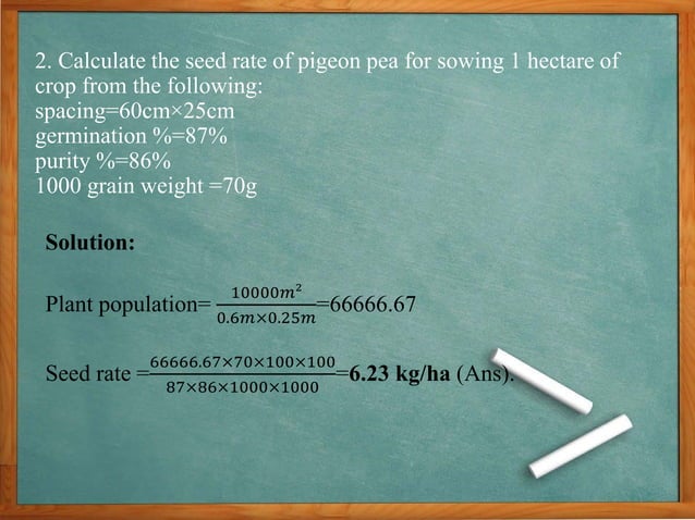 Seed rate calculation | PDF | Agriculture | Industries