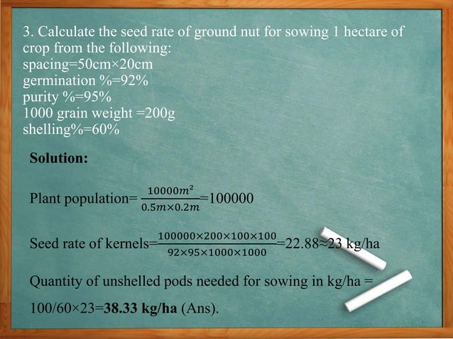 Seed rate calculation | PDF | Agriculture | Industries
