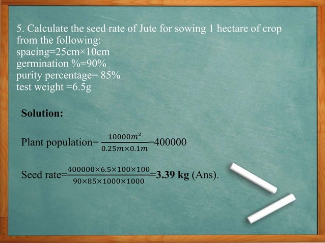 Seed rate calculation | PDF | Agriculture | Industries