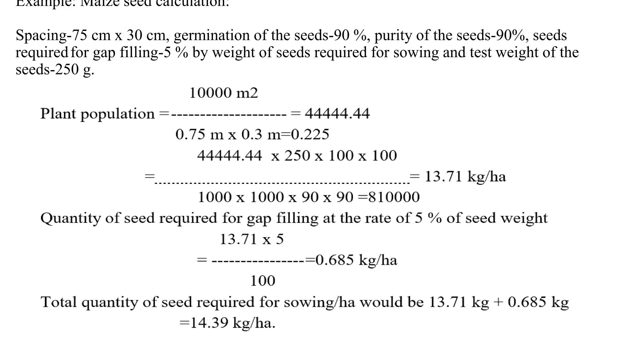 seed rate calculation with example of maize.pptx