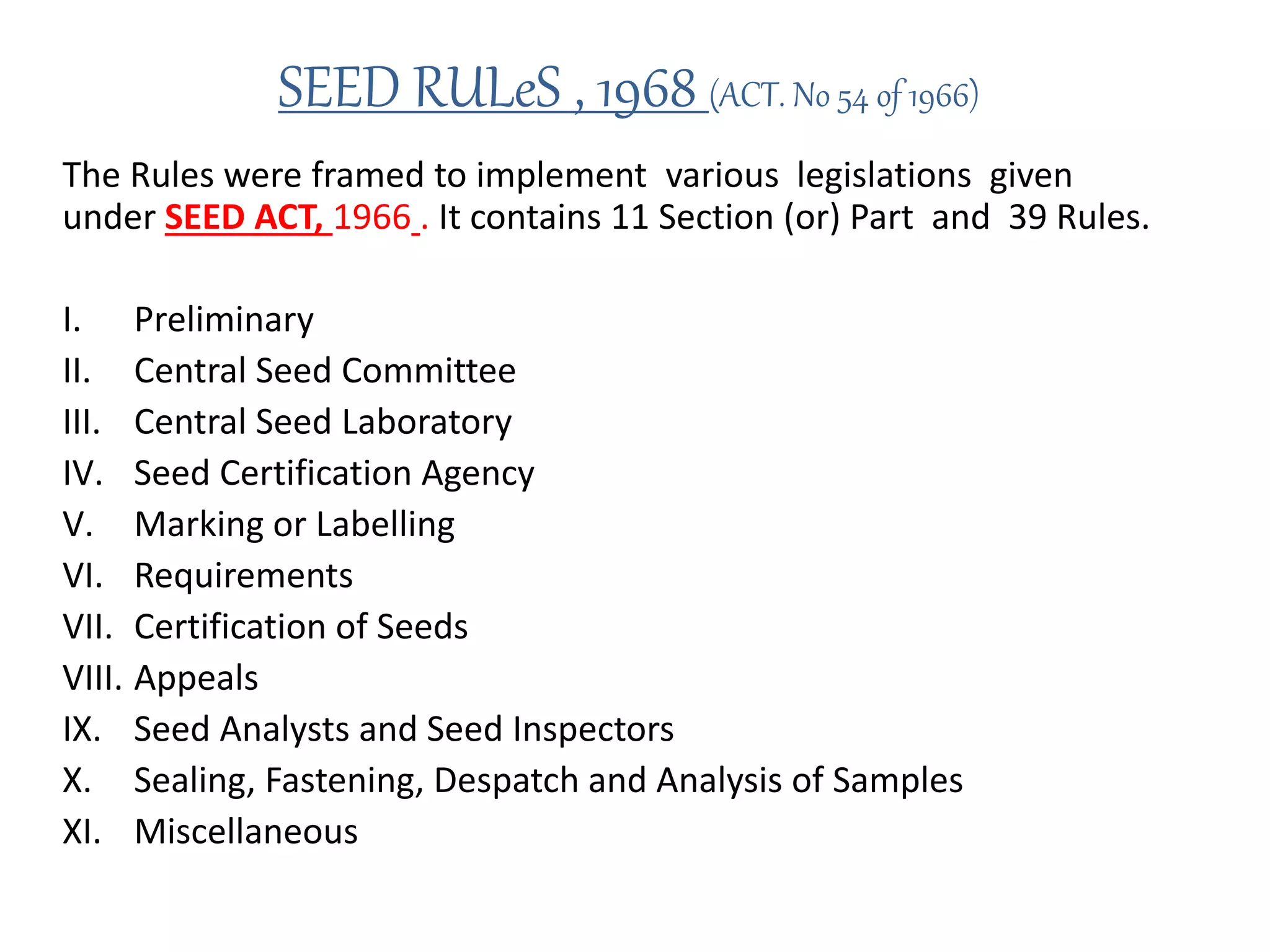 Seed rules , 1968 | PPTX