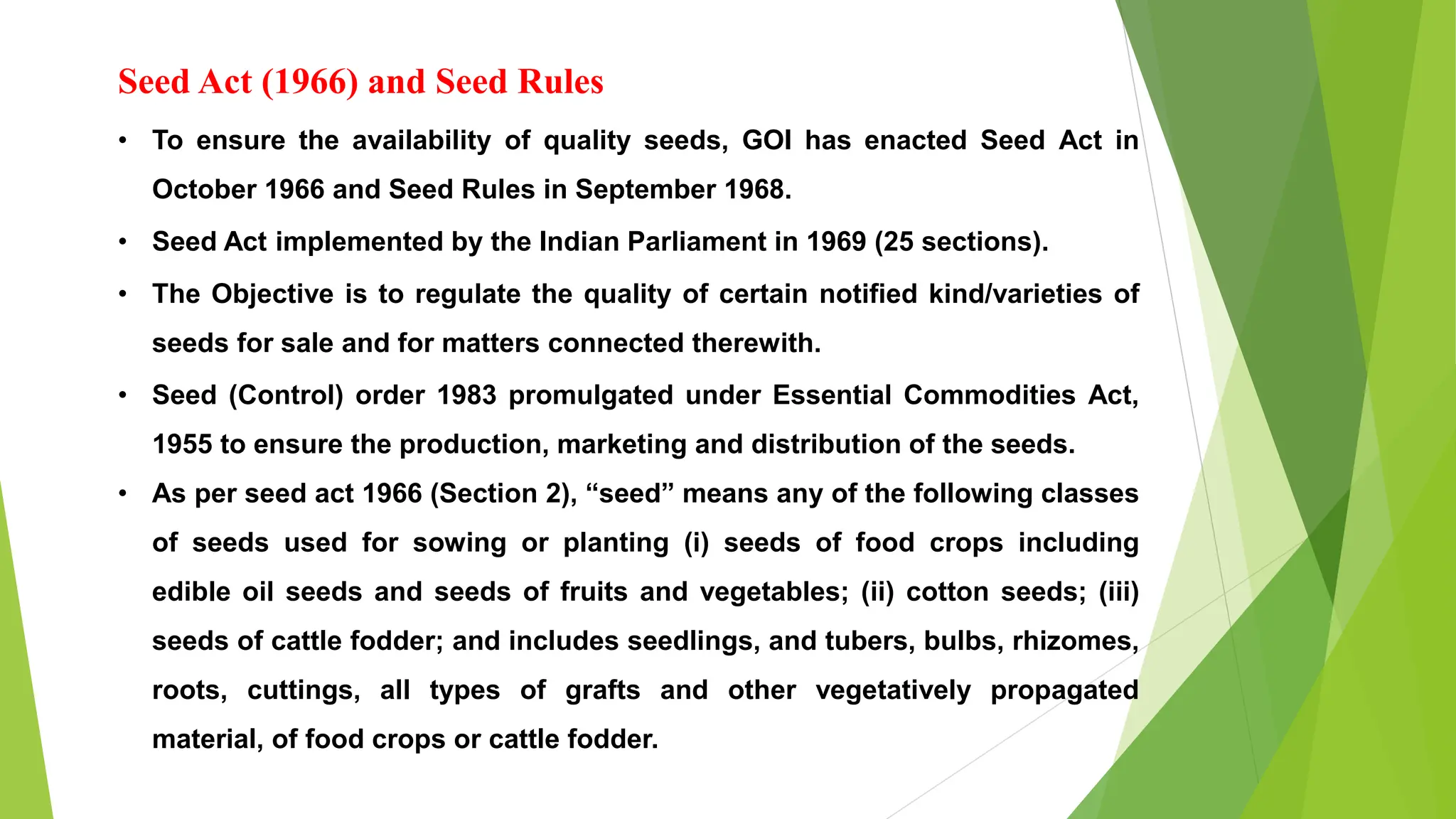 Seed Rules and Regulations of Tuber Crops.pptx | Agriculture | Industries