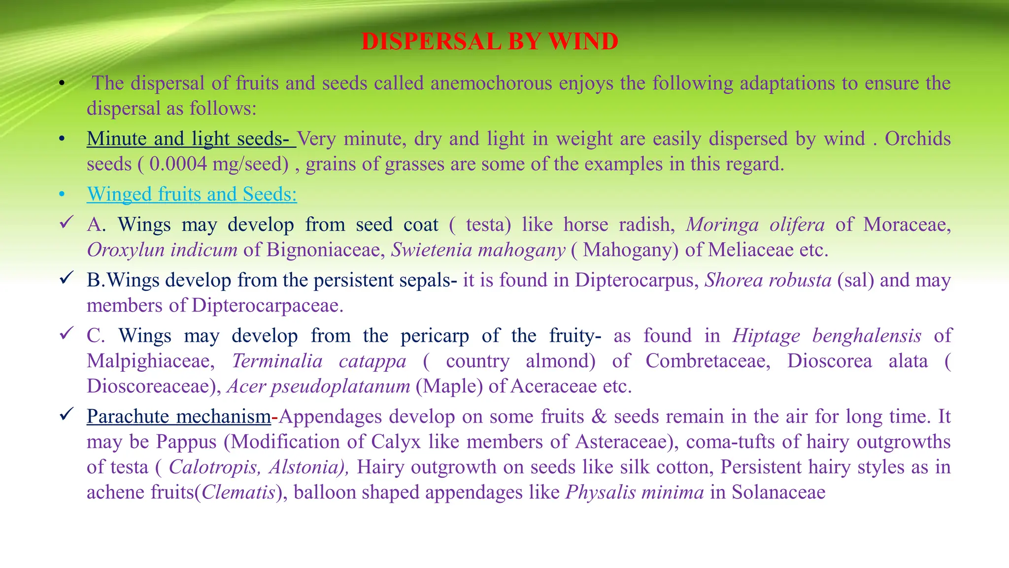 Seed Structure, Dispersal and Ecological Significance | PDF