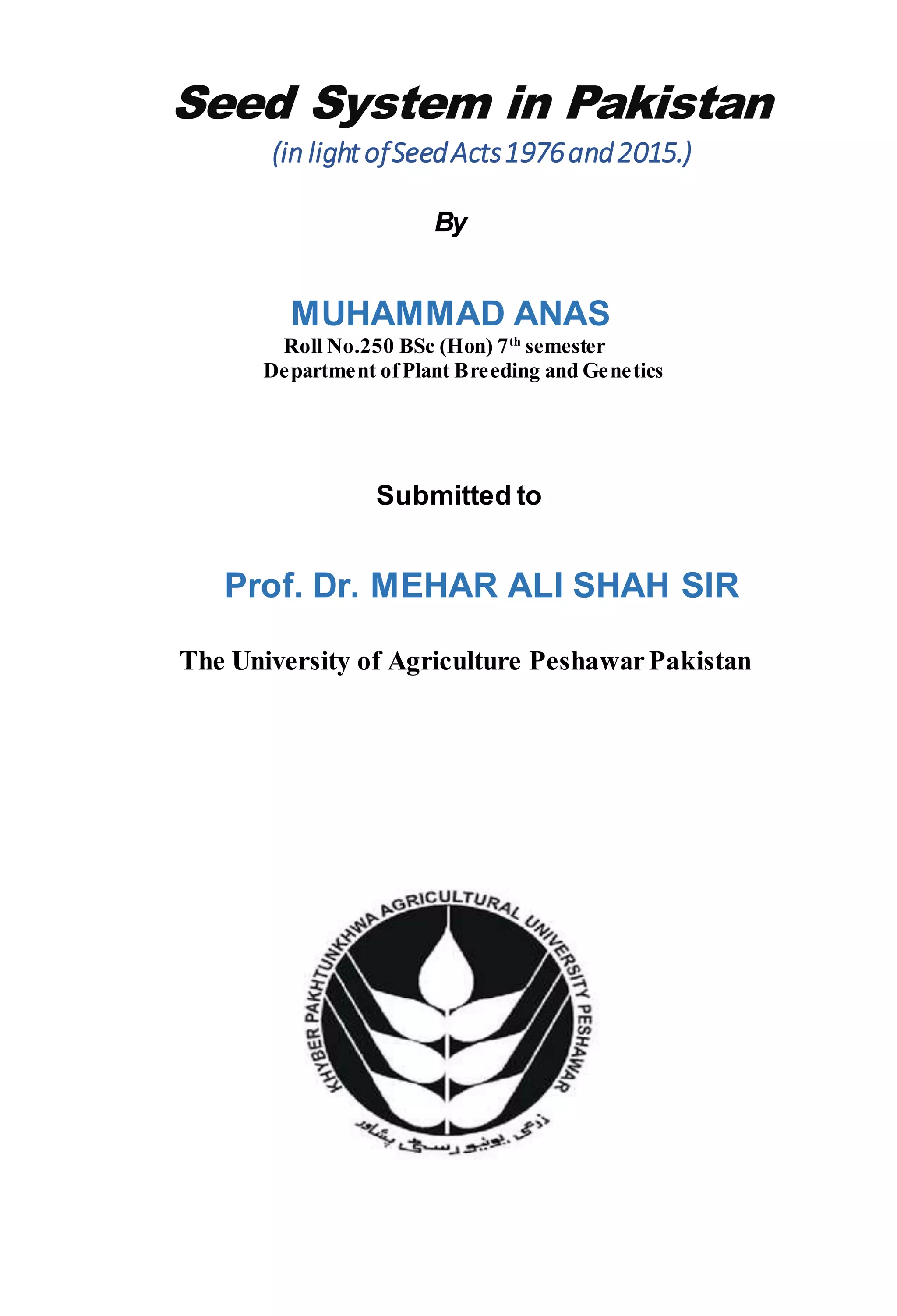 Seed system in pakistan | DOCX