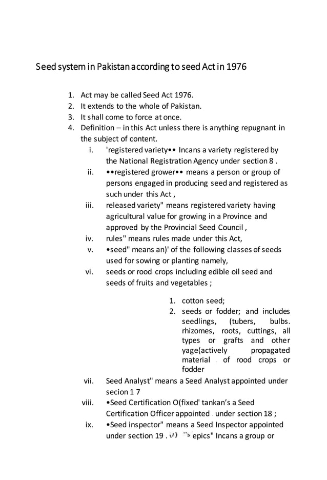 Seed system in pakistan | DOCX | Agriculture | Industries