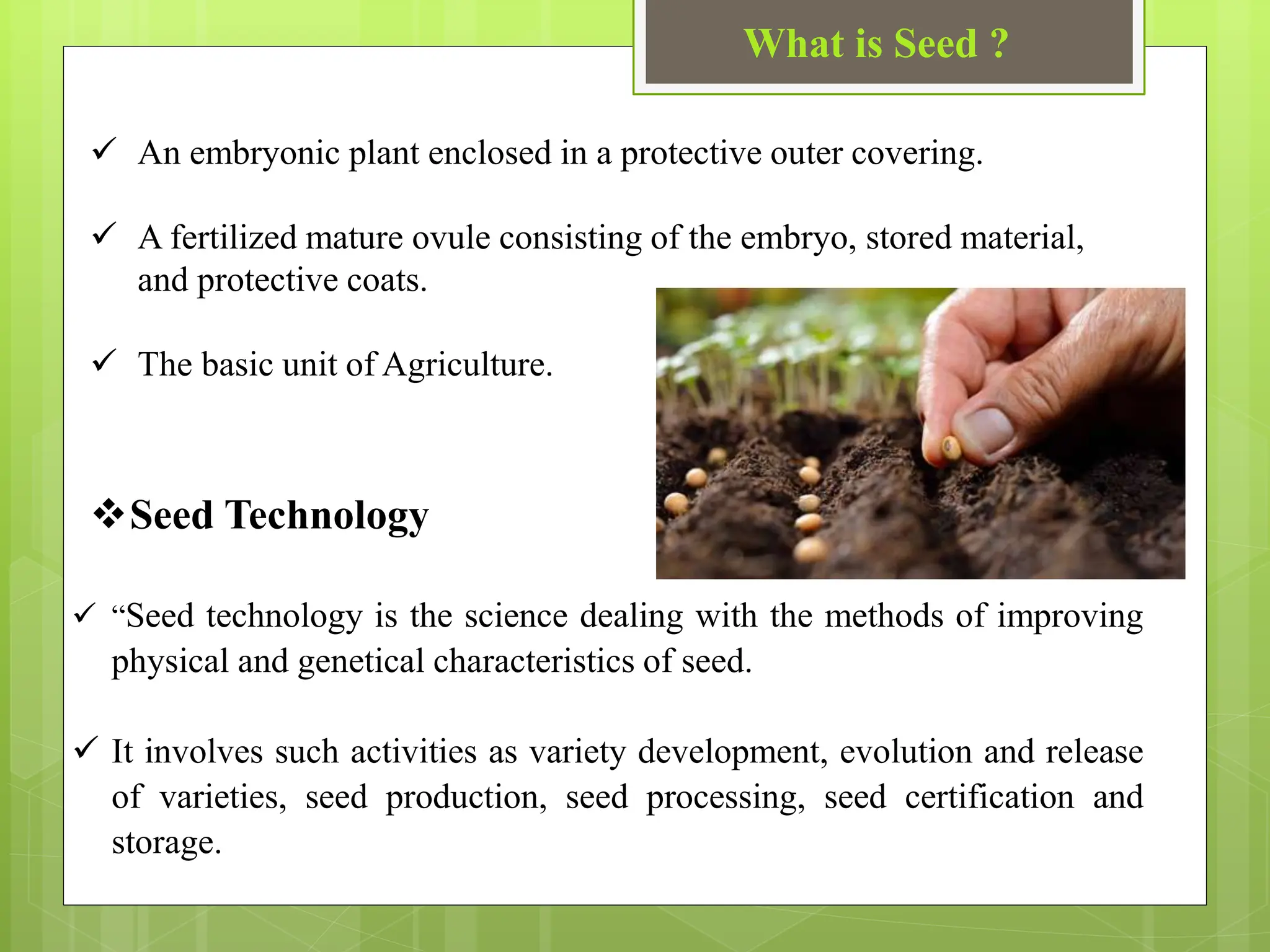 Seed technology concept, Seed formation, Structure, types of seed ...