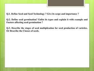 Seed technology concept, Seed formation, Structure, types of seed ...