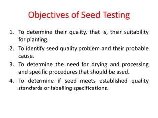 Seed testing of laboratry | PPTX