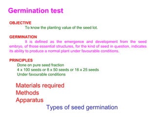 Seed testing in pulses and oilseeds | PPT | Agriculture | Industries