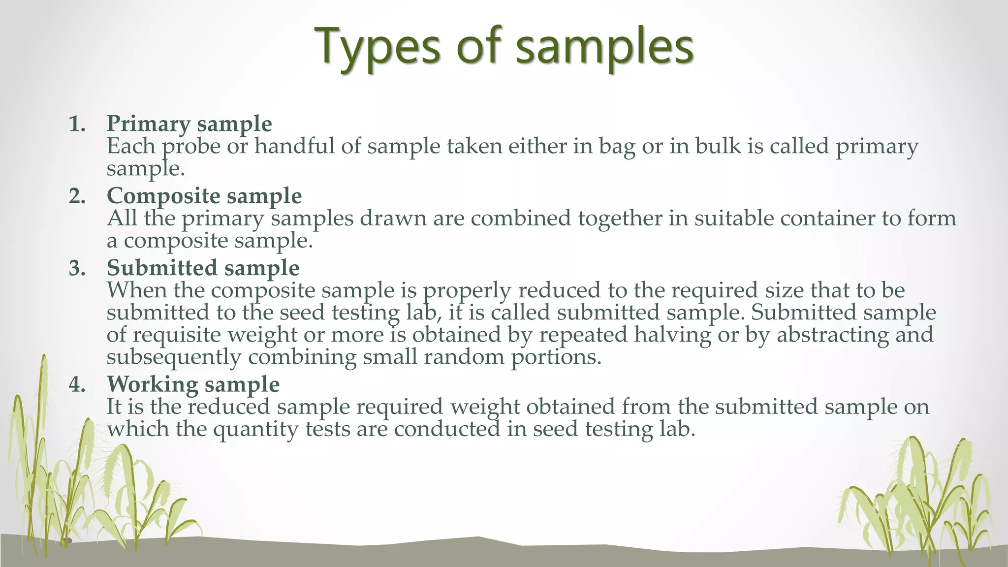 Seed testing and sampling | PPTX
