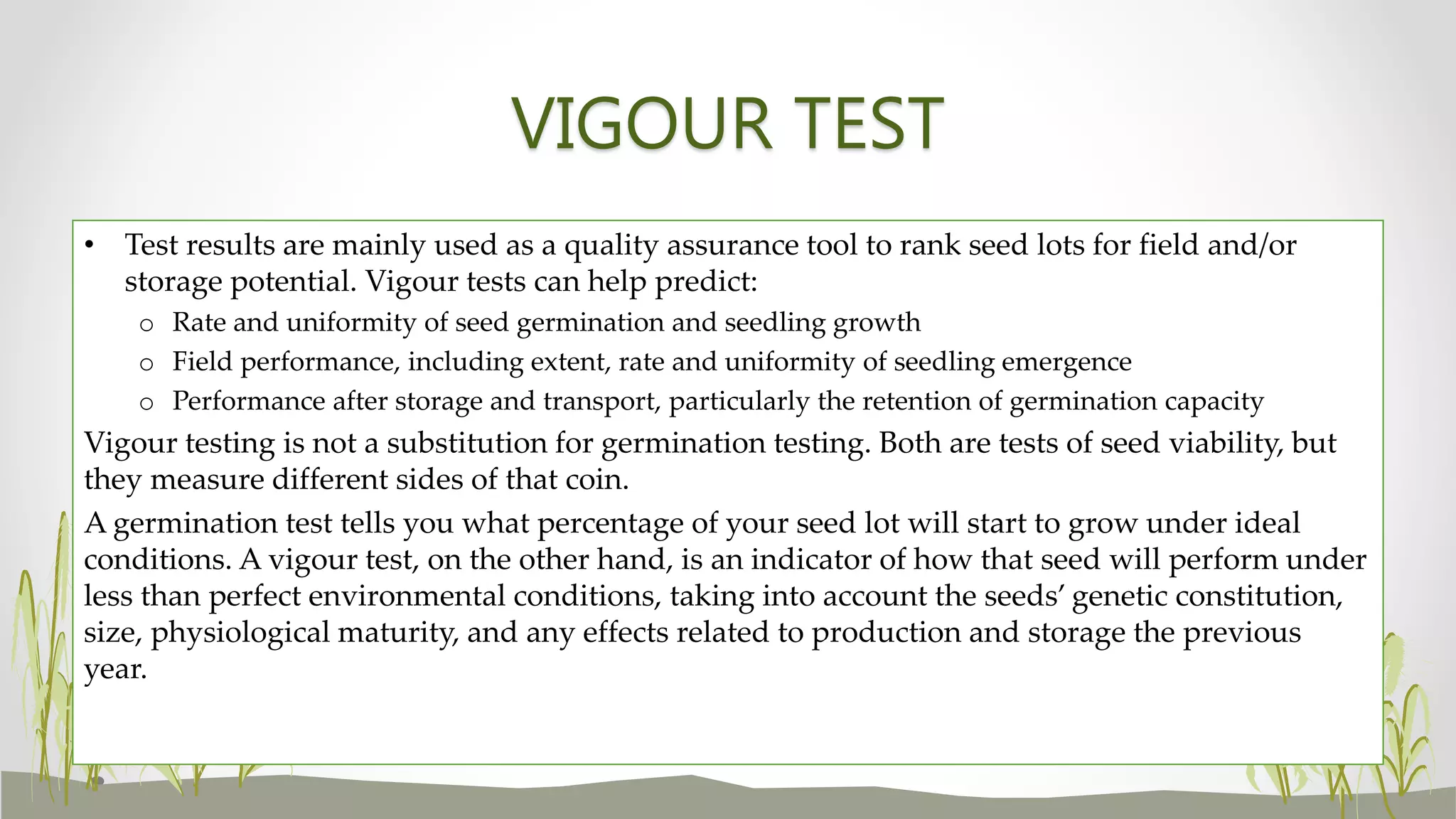 Seed testing and sampling | PPTX