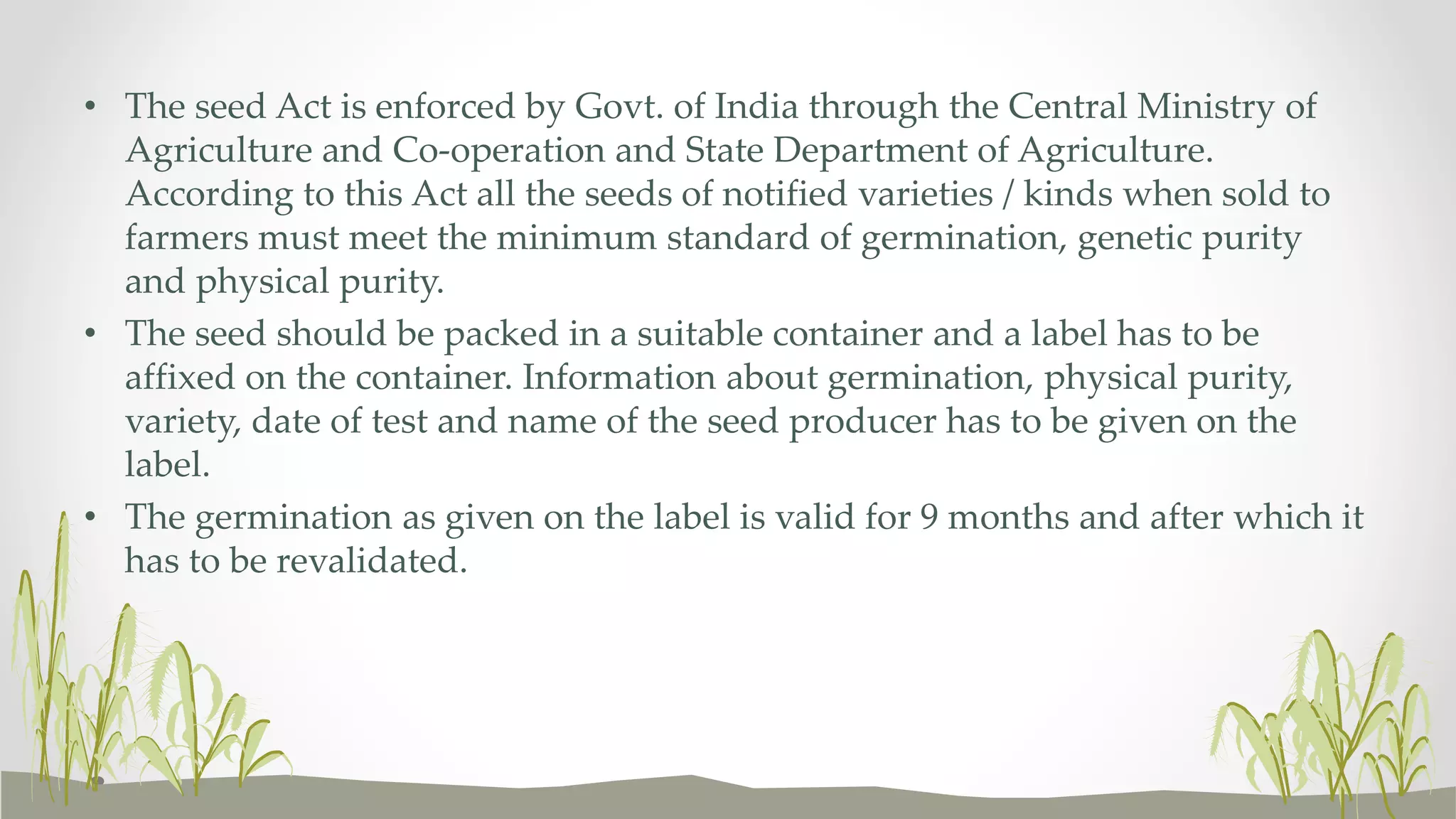 Seed testing and sampling | PPTX