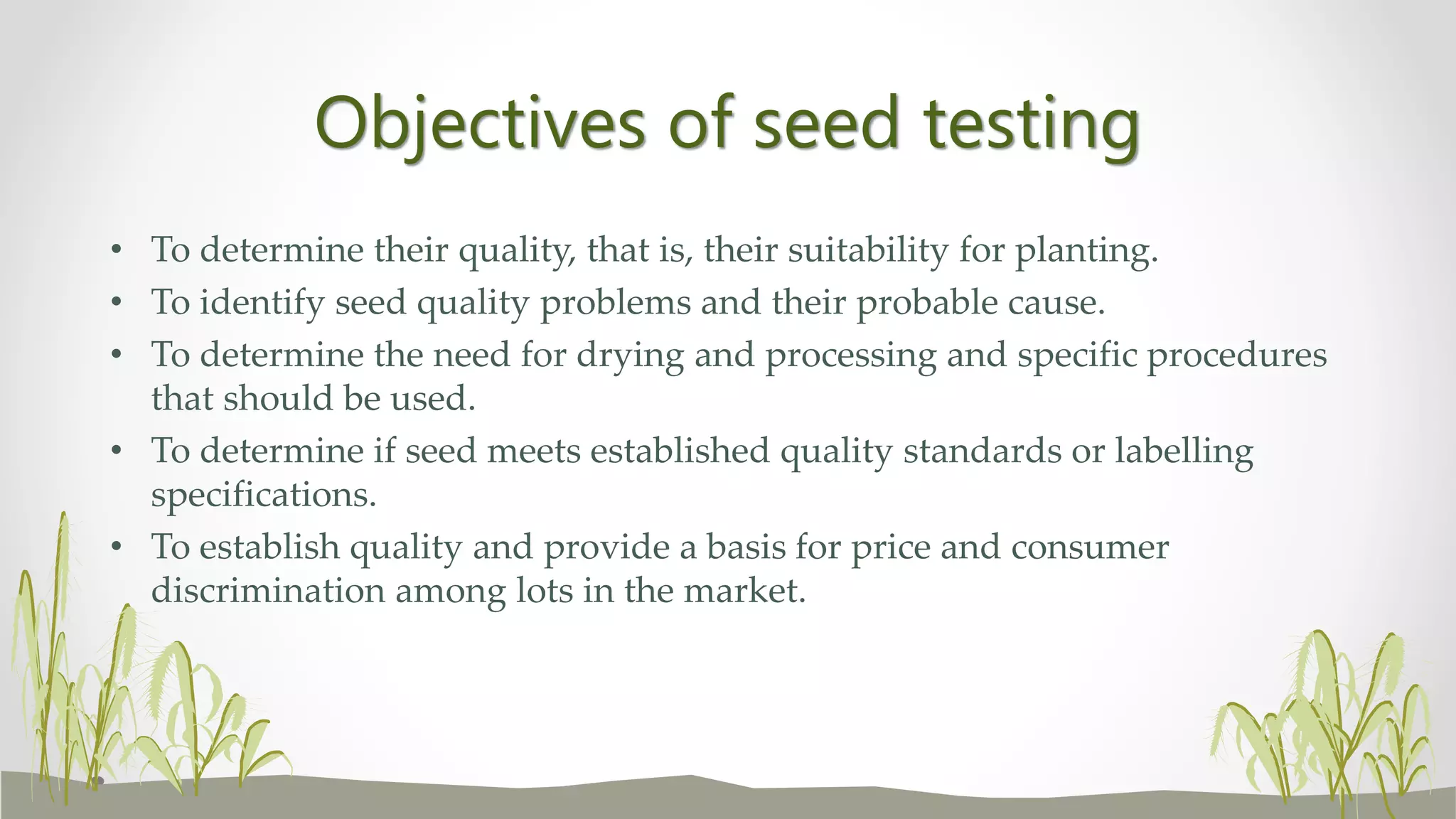 Seed testing and sampling | PPTX